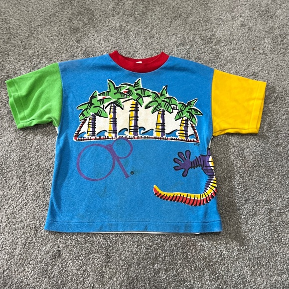 OP | Shirts & Tops | Vintage Op Shirt Boys 6 7 Palm Tree All Over Print ...